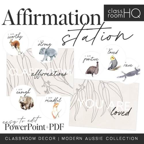 Neutral Australian Editable Affirmation Station MODERN AUSSIE Classroom ...