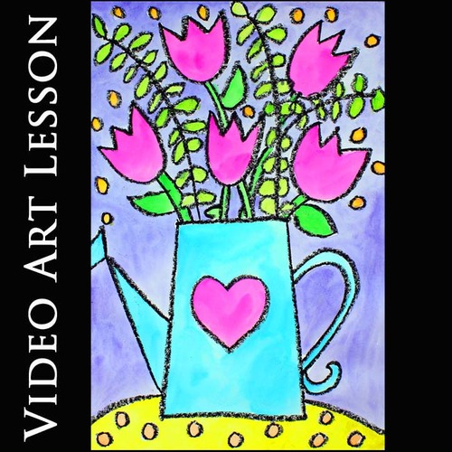 SPRING TULIPS Art Project & Lesson | Directed Drawing & Painting Activity