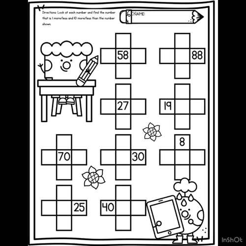 10 More, 10 Less Worksheets (Numbers Within 120) 1.NBT.5 | TPT