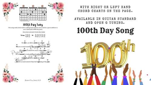 Guitar (Standard Tuning Left Hand) 100th Day song/chant with chord charts