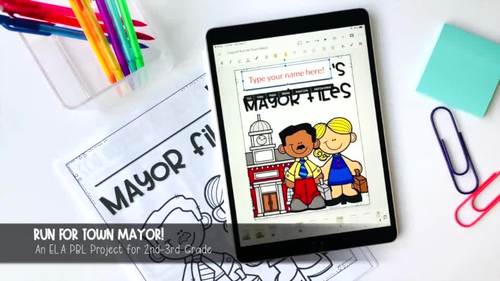 Distance Learning ELA & Writing PBL Project - Run for Town Mayor
