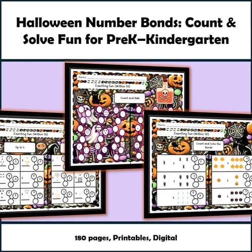 Halloween Number Bonds Practice: Count & Solve Fun for PreK–Kindergarten