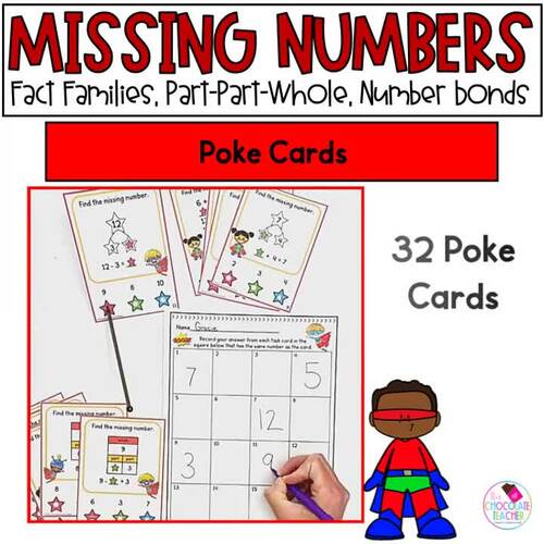 Fact Families - Addition and Subtraction - Missing Numbers - Math Center