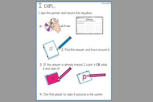 Holiday Math Games for Basic Addition & Subtraction Fluency within 20 Pack