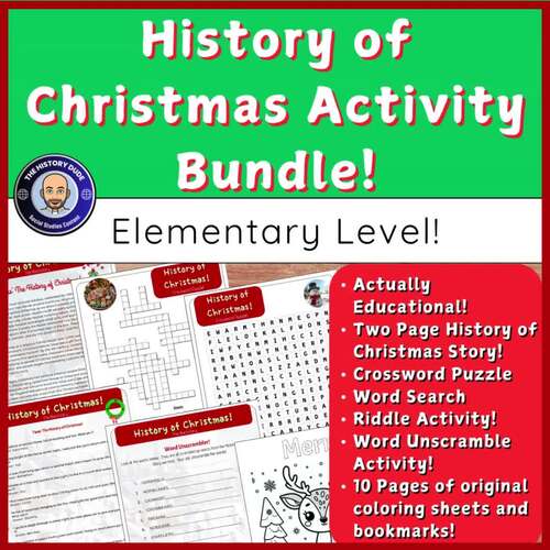 History of Christmas Elementary Activity Bundle Lesson Printables!