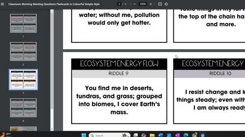 Ecosystem Energy Flow, Riddle Cards, NGSS-Aligned High School Biology ...