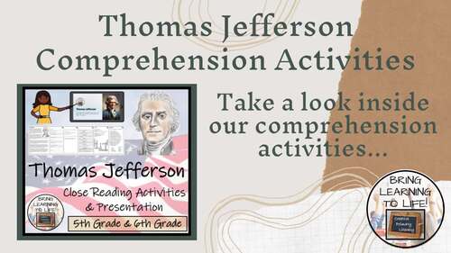Thomas Jefferson Close Reading Comprehension Activities | 5th Grade ...