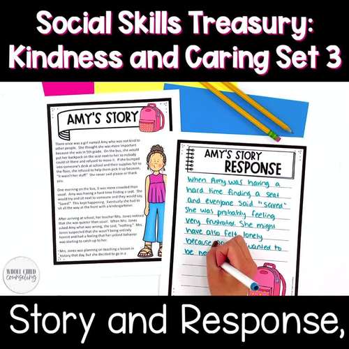 Kindness Story and Writing Response SEL Book Social Skills Activities Set 3