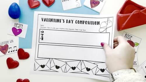 Valentine's Day Printable Rhythm Manipulatives + Composition Activity