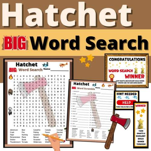 Hatchet Novel Study Word Search Puzzles Activity Vocabulary Resource No ...