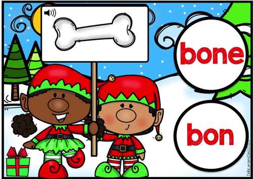 Long and Short Vowels Christmas Elf Boom Cards by Della Larsen's Class