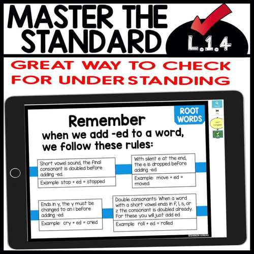 Root Words ed Suffix BOOM Cards L.1.4.C No Prep 1st Grade Literacy Centers