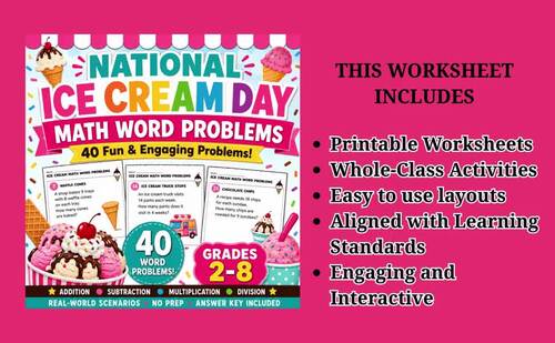 National Ice Cream Day Math Worksheets | 40 Summer Math Activities ...