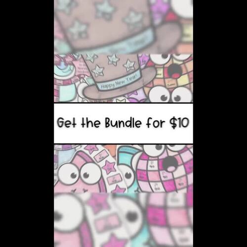 New Years Rounding Math Craft Bundle | Use Place Value to Round Whole #'s