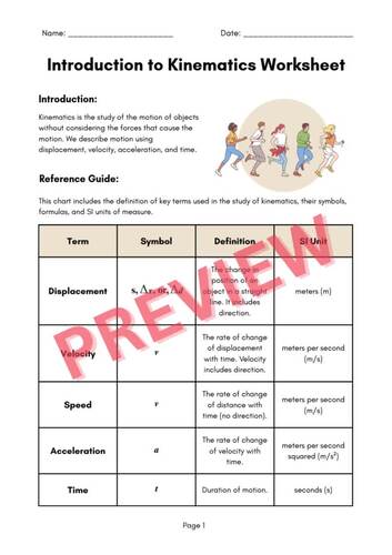 Physics Kinematics Worksheet: 1D Motion, Constant Acceleration, and ...