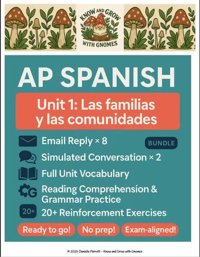 AP Spanish Unit 1 BUNDLE Email Reply Simulated Conversation Reading ...