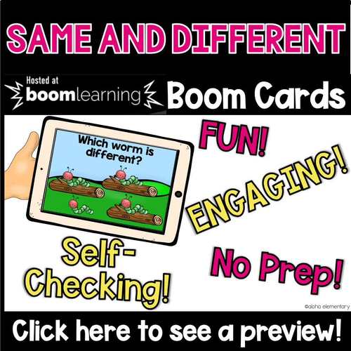 Spring Same and Different | Digital NO-PREP task cards | Distance Learning