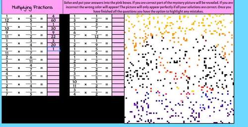 Multiplying Fractions Valentines Day Math Pixel Art by Pick Up and Go ...