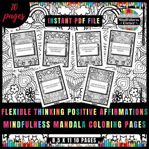 Flexible Thinking, Positive Affirmations & Mindset Growth Coloring Pages