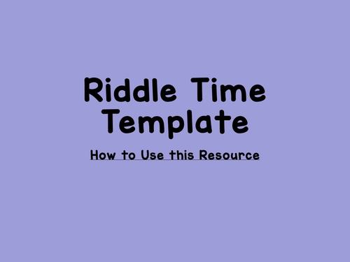 Riddle Time Template | Printable Activity | Quick, Instant, Simple ...