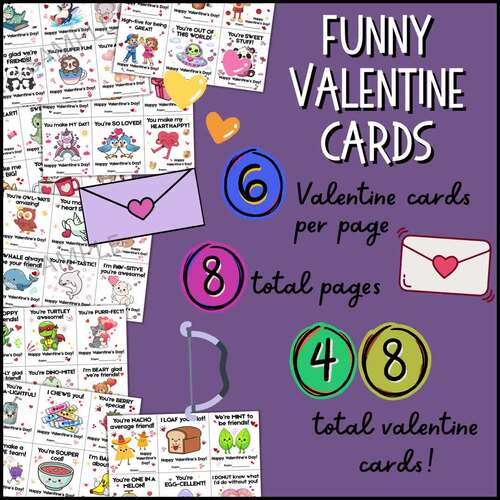 Funny Kids Valentines | 48 Punny Valentine Cards for Classroom Exchange ...