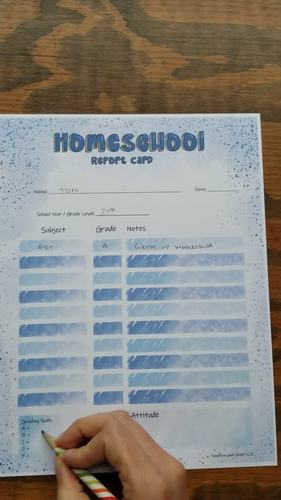 Homeschool Report Card in Blue by Sunshine and Clover 123 | TPT