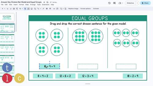 3rd Grade Equal Groups and Bar Model Division with Word Problems