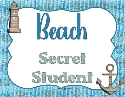 Secret Student-Beach Rustic Theme by Cindy's Treasures | TPT