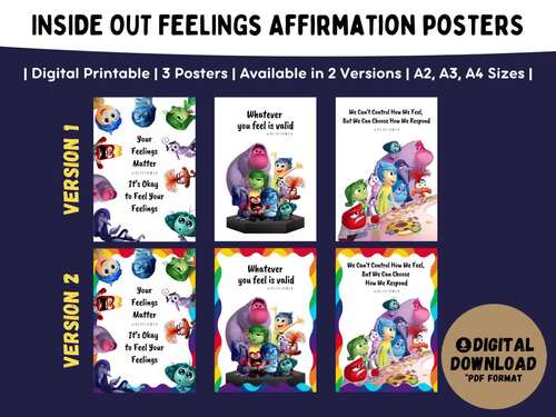 Inside Out 2 Classroom Decor Posters | Calm Down Corner | Affirmations