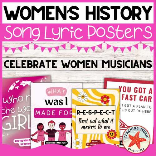 Women Musicians Lyric Posters | Women's History Month Motivational ...