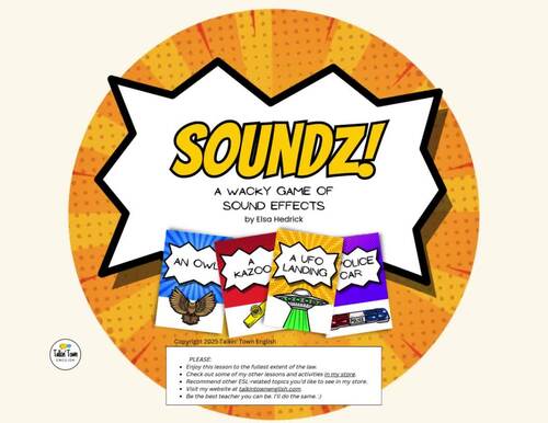 Sound Effect Cards Game of 100+ sounds for ESL, Speech, SPED, Sub ...