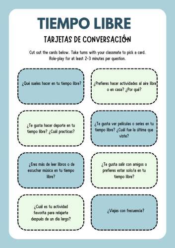 FREE TIME ACTIVITIES SPANISH CONVERSATION TIEMPO LIBRE CONVERSACIÓN