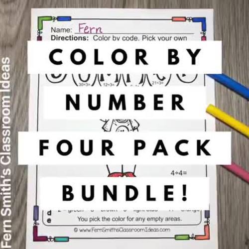 Color By Number Addition Subtraction Multiplication and Division Beach ...