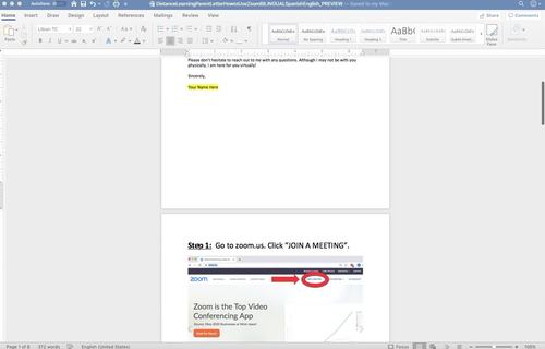 Distance Learning: Parent Letter - How to Use Zoom BILINGUAL Spanish ...