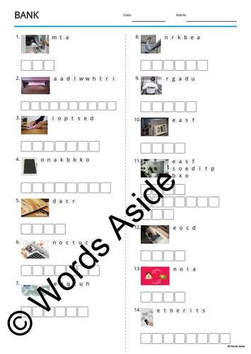 Vocabulary Worksheets Flash Cards Crossword Word Search Anagram BANK