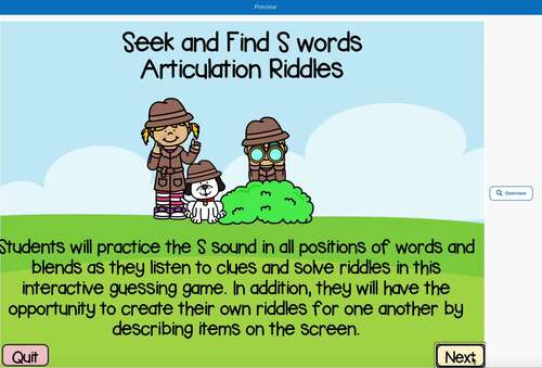 Seek and Find S and S Blends Boom Cards™ I Spy Riddles Speech Therapy Game