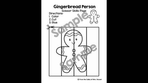 Gingerbread Scissor Skill Cutting Practice - 2 Variations by From the Cubby