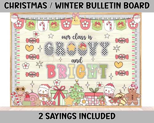 Cutesy Christmas Bulletin Board Kit | Trendy December Classroom Decor ...