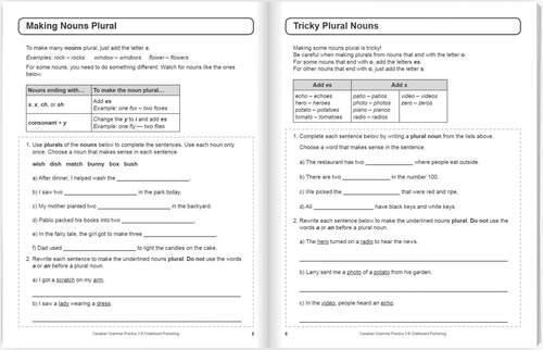 Grade 3 Canadian Grammar No-Prep Workbook – Parts of Speech & Sentences
