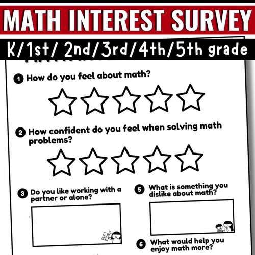 ️ Back to School Student Math Attitude Interest Survey 2nd 3rd 4th 5th ...