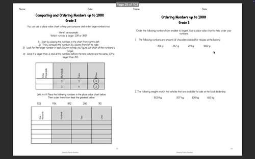Grade 3 Ontario Math Worksheets Number Sense, Base Ten Blocks, Place Value