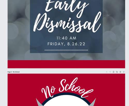 Editable School Canva Template for Facebook | Red, Dark Blue & Silver