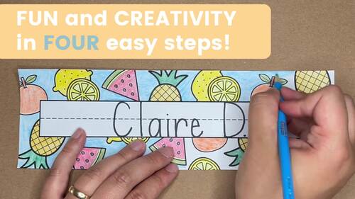 Citrus Coloring Sheet Student Name Plate - Student Name Tags - Desk ...