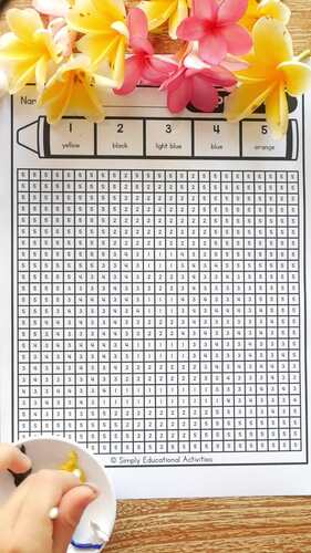 #springintwodollars SPRING MATH COLOR BY NUMBER DOT PAINTING ART ACTIVITY