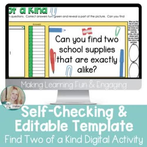 Editable Self-Checking Two of a Kind Task Card Template Digital ...