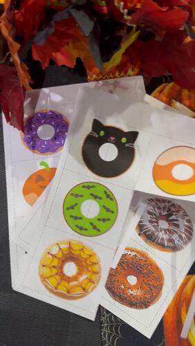2 piece puzzle game halloween Donuts matching Cut/Sort, busy work center