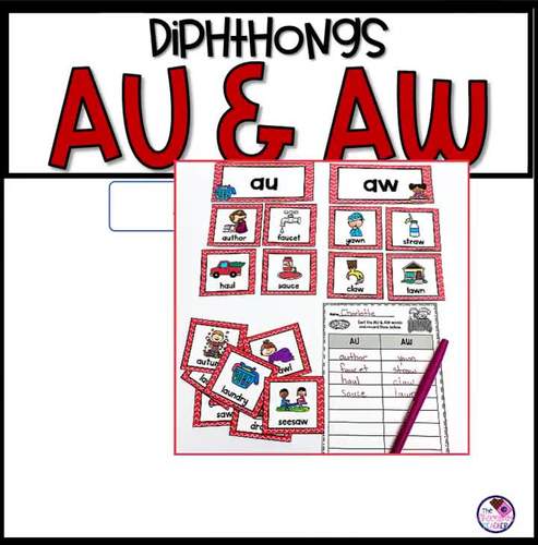 AU and AW - Phonics Worksheets - Diphthongs by The Chocolate Teacher