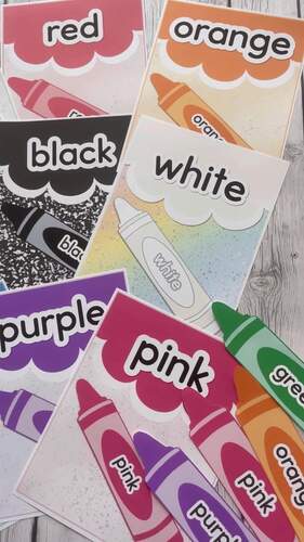 Color Word Posters - Editable Crayons - Pastel Colors Classroom Theme