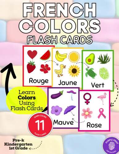 French Colors Flash Cards: Engaging Learning Resource for PreK ...