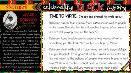 Black History Month Writing Prompts | Digital and Printable by Ren Made ...